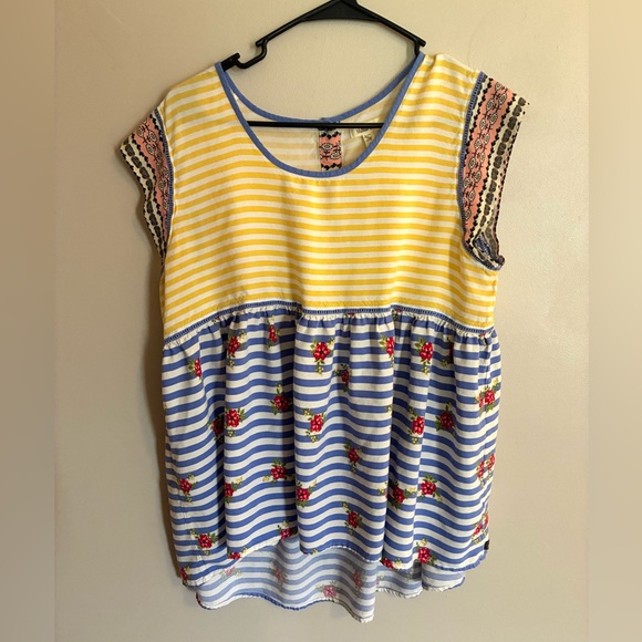 Matilda Jane | Tops | Matilda Jane Yellow And Blue Striped Kids Blouse ...